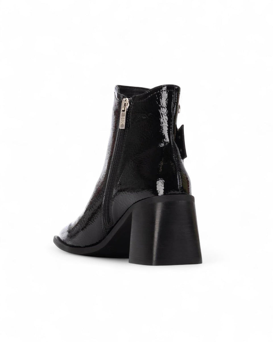 XTI Black Patent Block Heel Boots – Accessorised by Elite