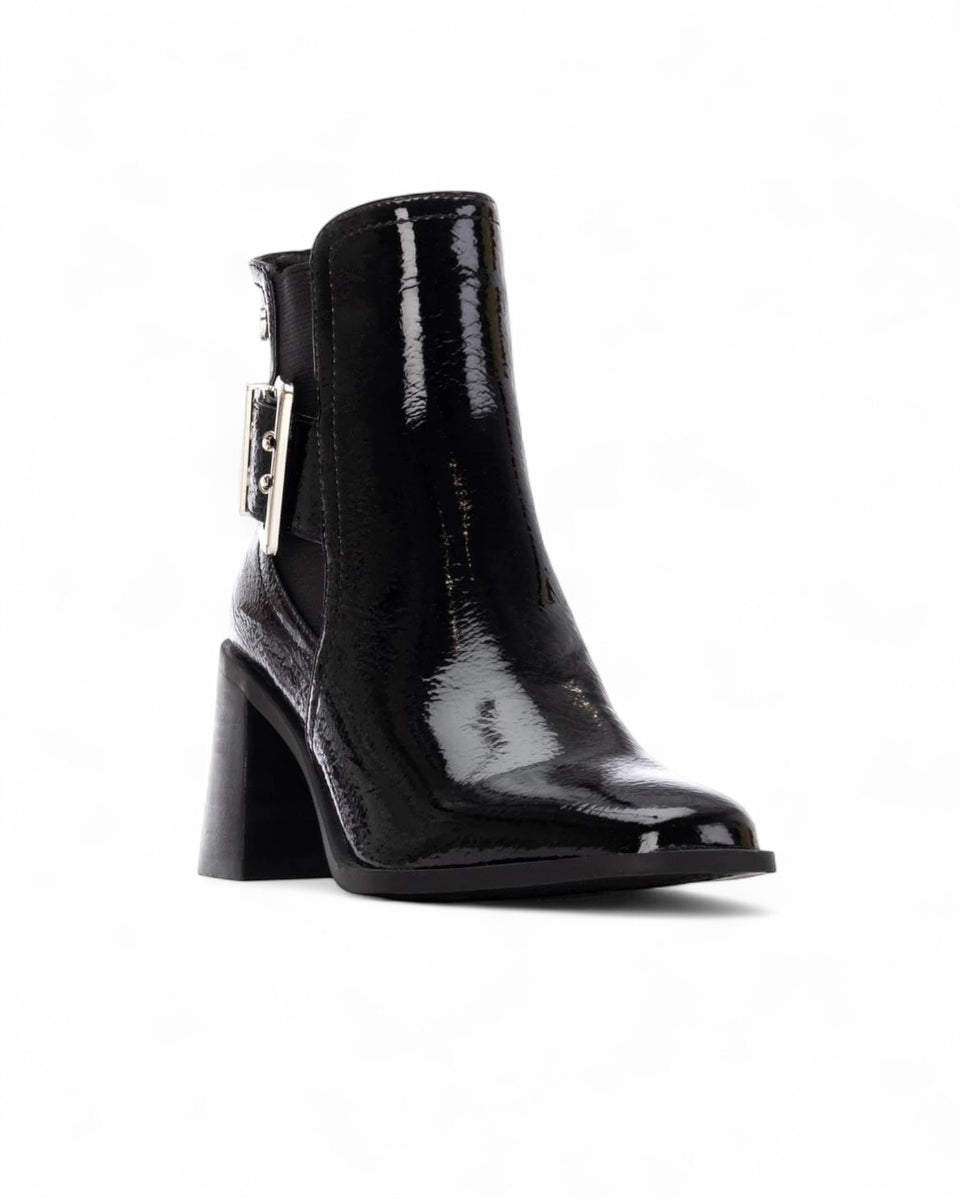 XTI Black Patent Block Heel Boots – Accessorised by Elite